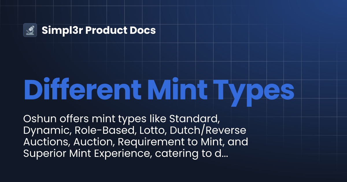 Different Mint Types | Simpl3r Product Docs